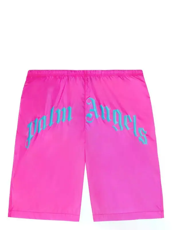 Palm Angels Curved-logo Swim Shorts - Pink