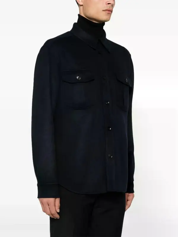 Brioni Felted Shirt Jacket - Blue