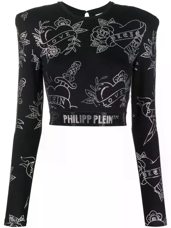 Philipp Plein Embellished Crewneck Long-sleeve Top