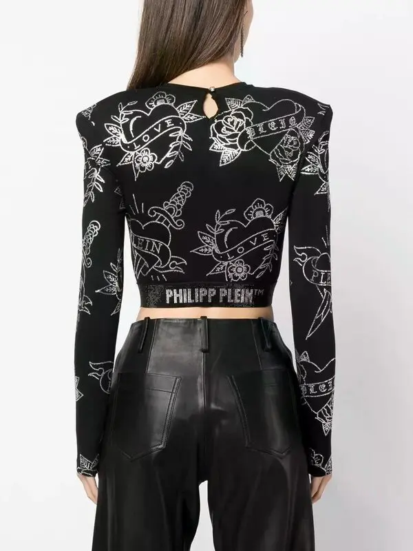 Philipp Plein Embellished Crewneck Long-sleeve Top