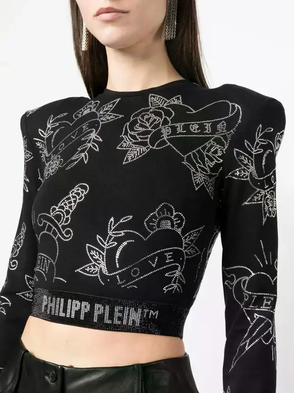 Philipp Plein Embellished Crewneck Long-sleeve Top