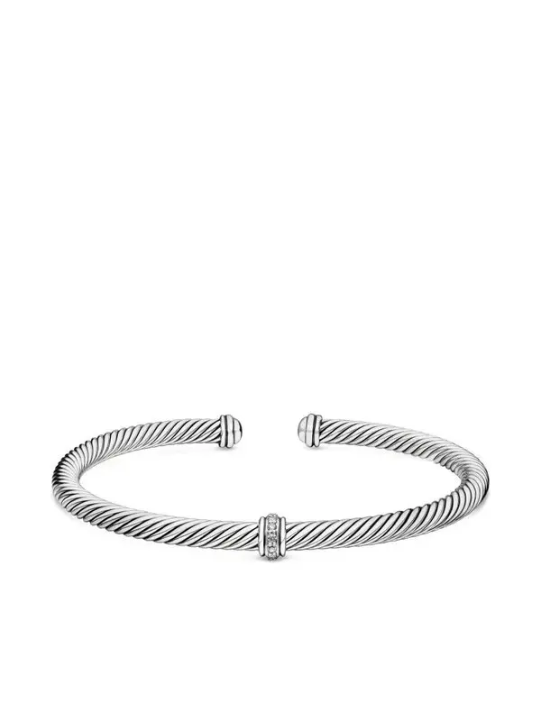 David Yurman Sterling Cable Station Diamond Bracelet