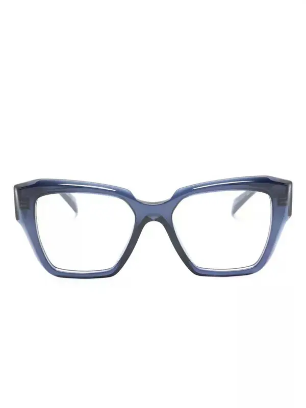 Prada Enamel Triangle Logo Square-frame Glasses - Blue