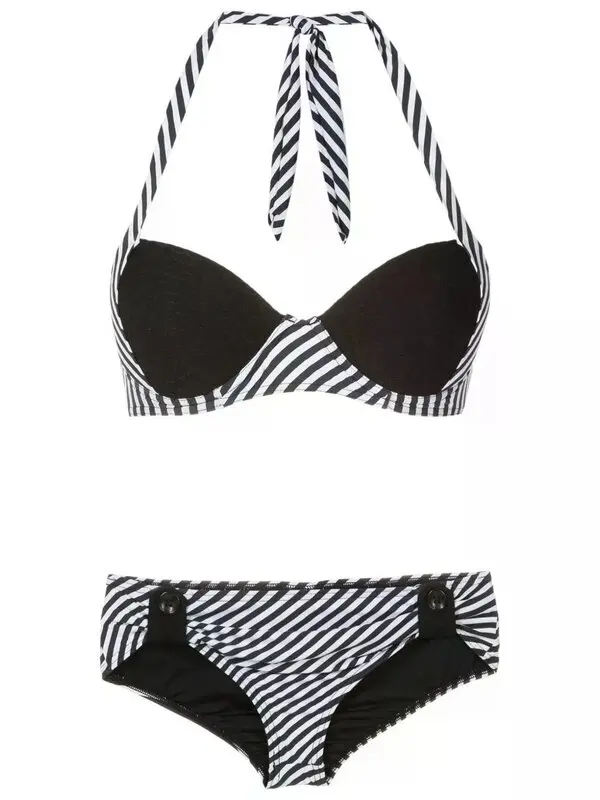 AMIR SLAMA Striped Underwire-cup Bikini - Black