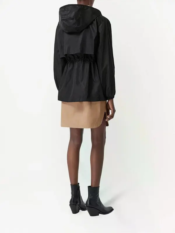Burberry Hooded Jacket With Leather Trim