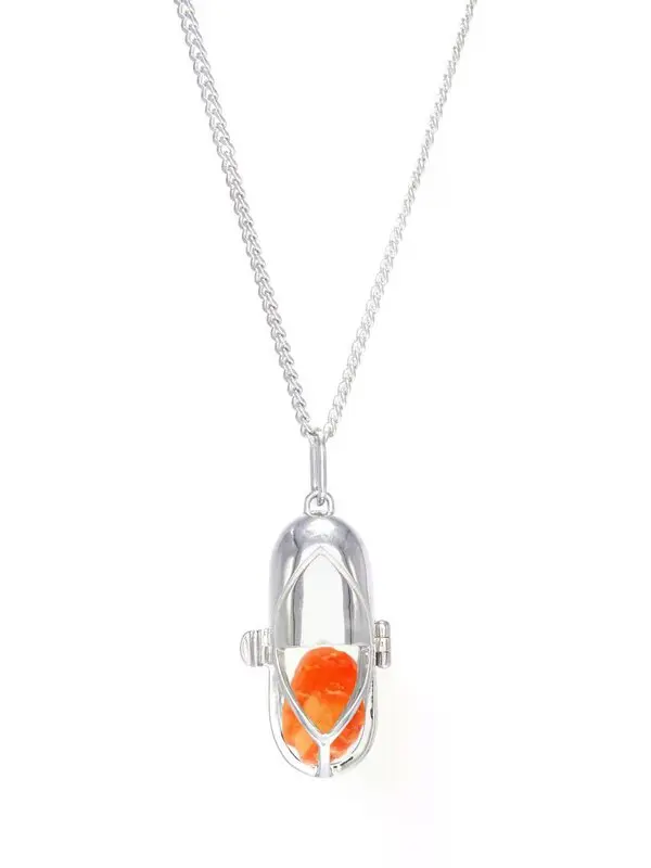 CAPSULE ELEVEN Carnelian Statement Pendant Necklace - Silver