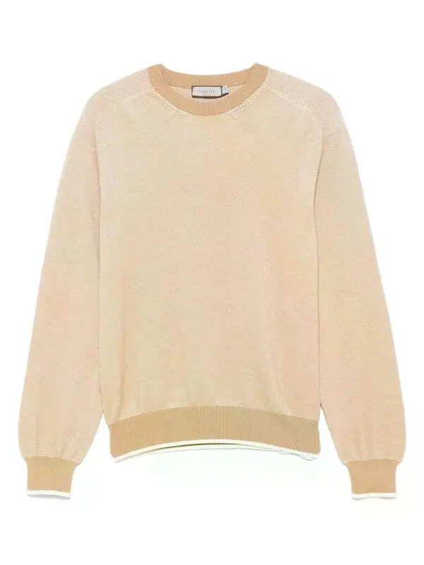 Canali Crew Neck Cotton Sweater - Neutrals
