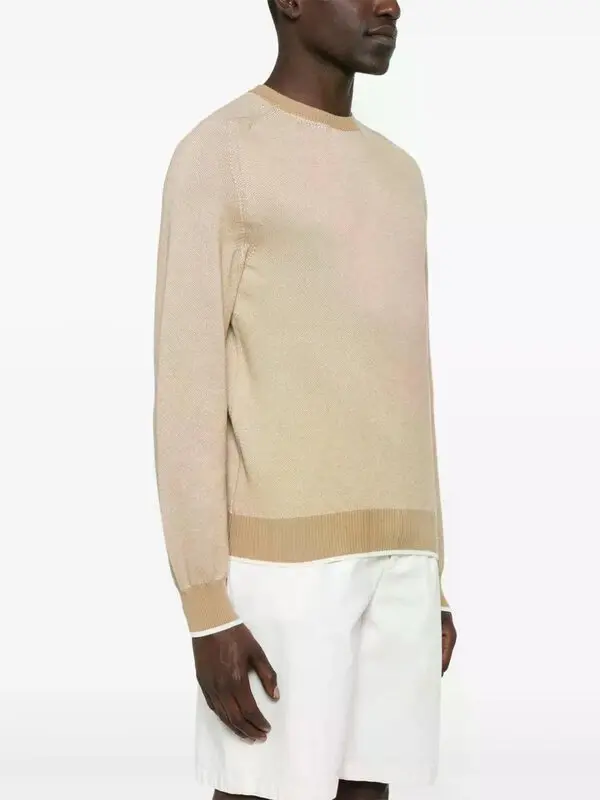 Canali Crew Neck Cotton Sweater - Neutrals