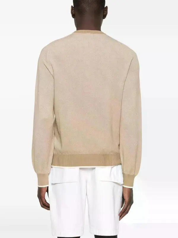 Canali Crew Neck Cotton Sweater - Neutrals