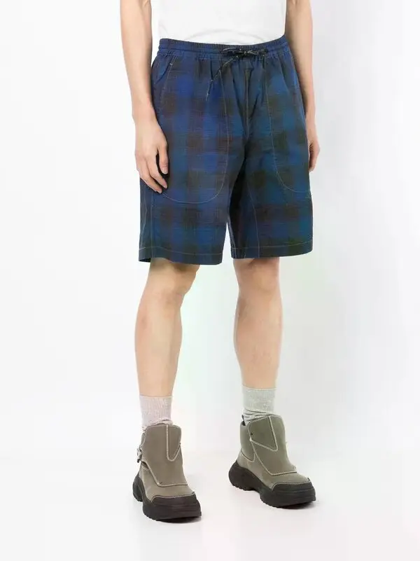 AND WANDER Check-print Track Shorts