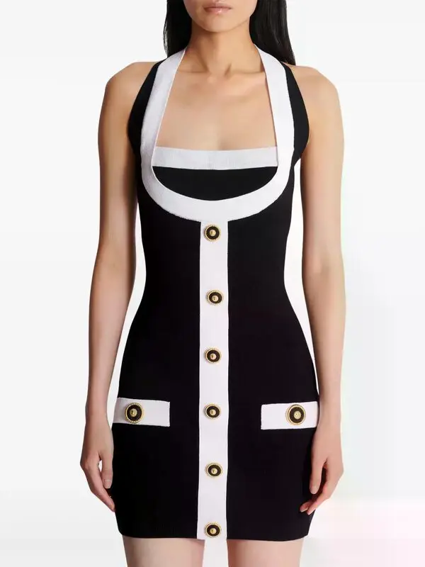 Balmain Two-tone Halterneck Dress