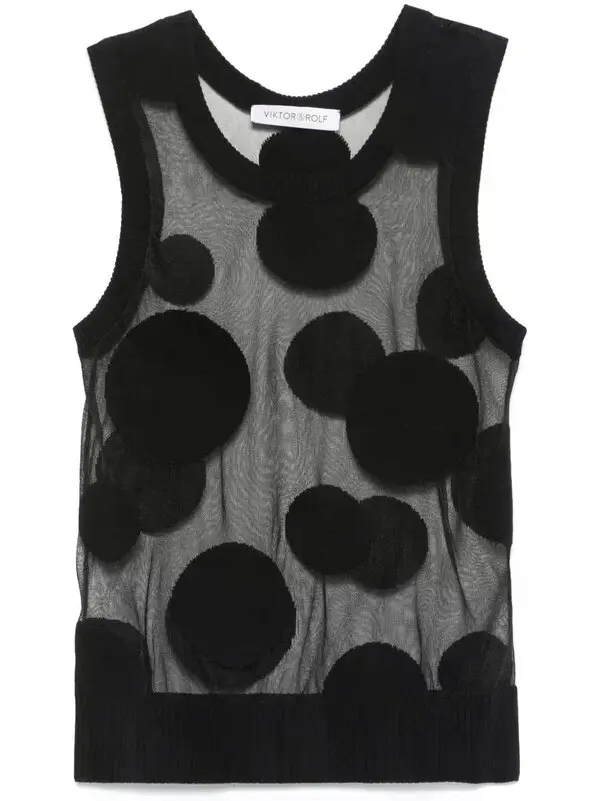 Viktor & Rolf Polka-dot Mesh Tank Top - Black