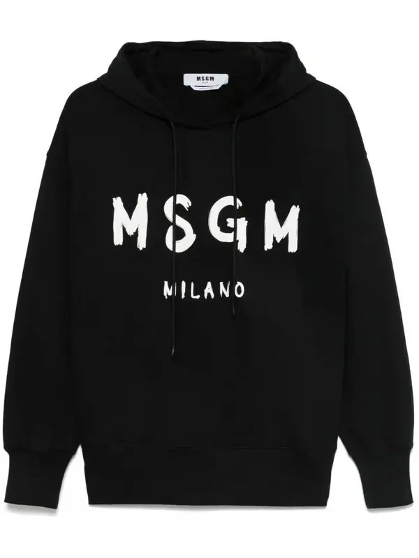 MSGM Logo Print Hoodie - Black