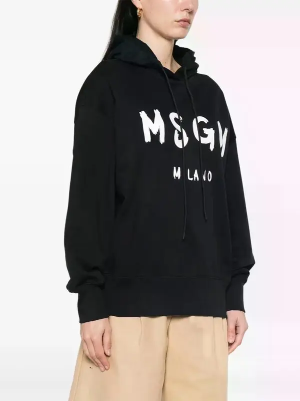 MSGM Logo Print Hoodie - Black