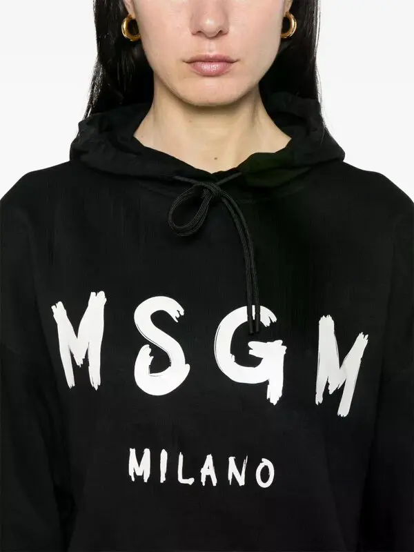 MSGM Logo Print Hoodie - Black