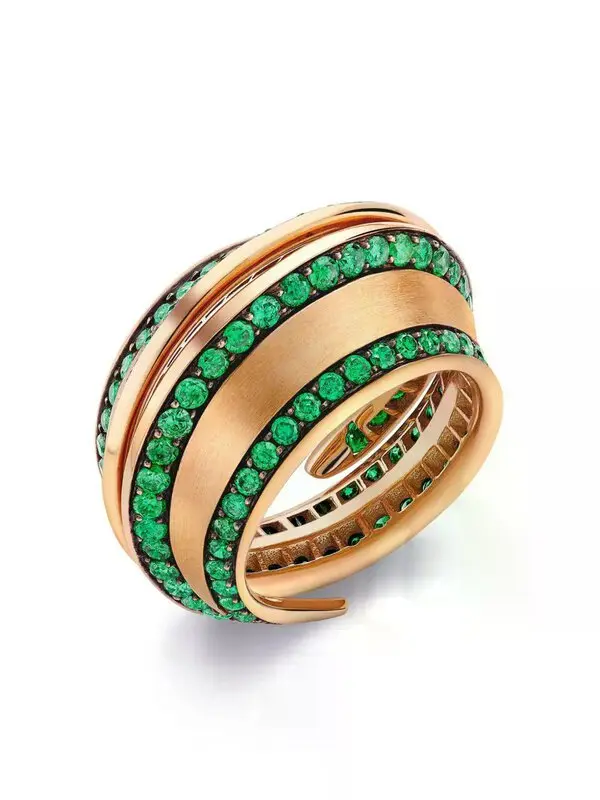 LILY GABRIELLA 18kt Rose Gold Spira Emerald Ring - Pink