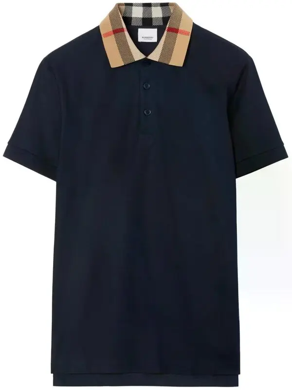 Burberry Checked-collar Cotton Polo Shirt