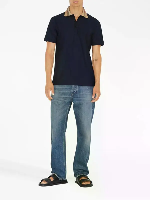 Burberry Checked-collar Cotton Polo Shirt