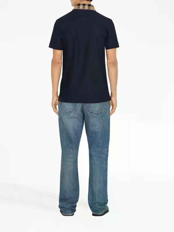 Burberry Checked-collar Cotton Polo Shirt