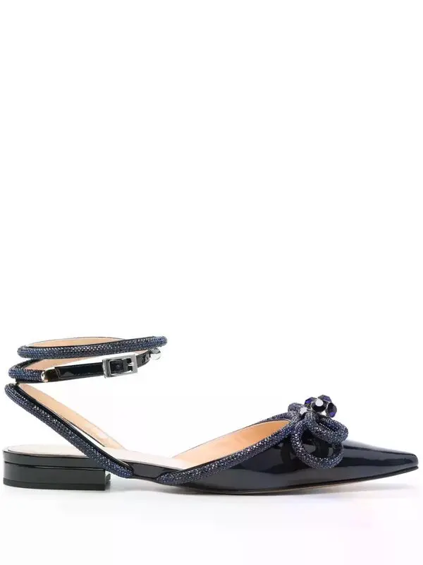 Mach & Mach Double Bow Ballerina Shoes - Blue