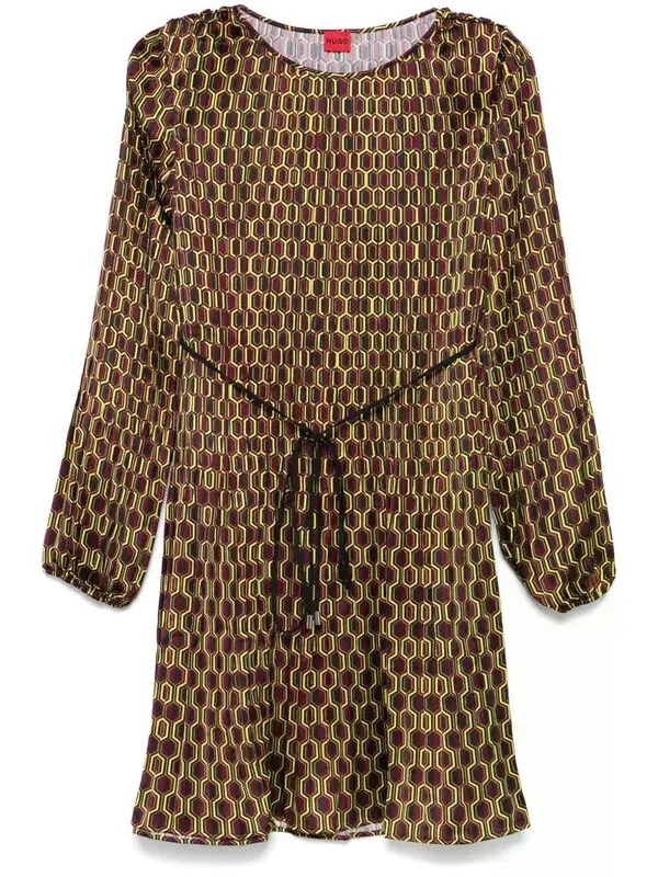 Hugo Geometric-print Pleated Dress