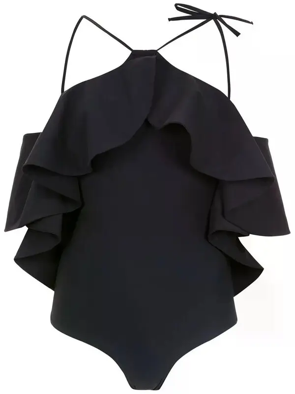 AMIR SLAMA Ruffled Swimsuit - Black