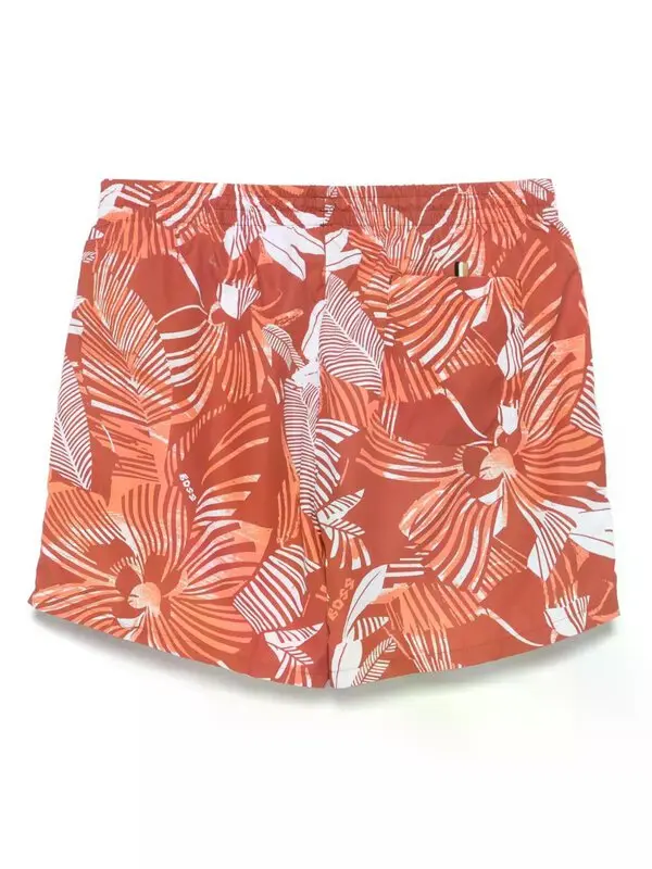 BOSS Printed Swim Shorts - Brown
