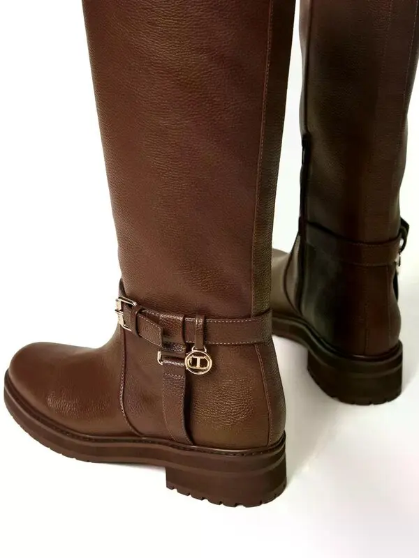 TWINSET 40mm Oval T Leather Boots