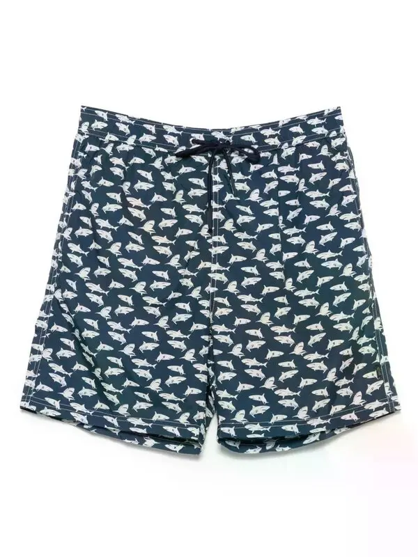 Paul & Shark Shark-motif Swim Shorts - Blue