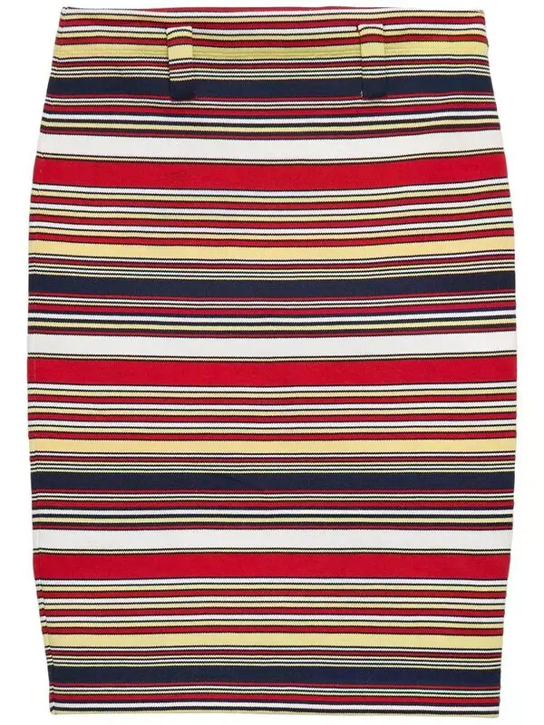 Prada Striped Cotton Skirt - Red