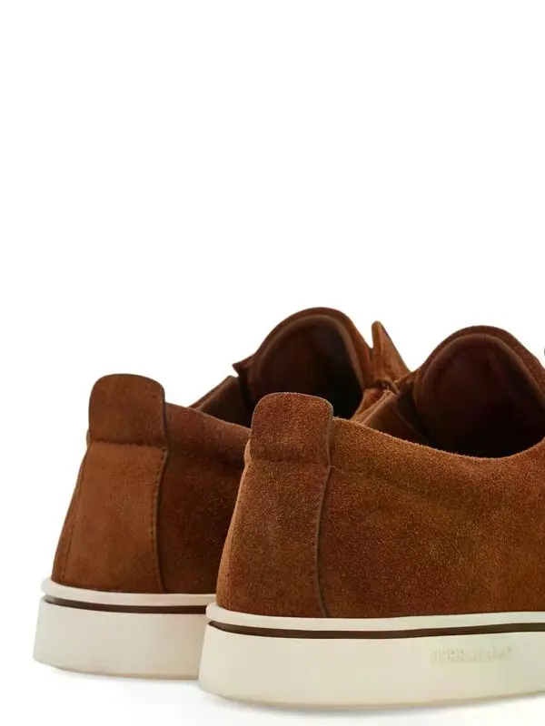 FERRAGAMO Suede Derby Slip-on Shoes - Brown
