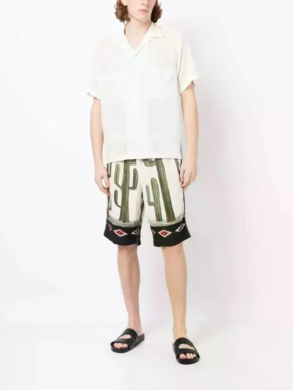 ENDLESS JOY Graphic-print Rayon Shorts - Brown