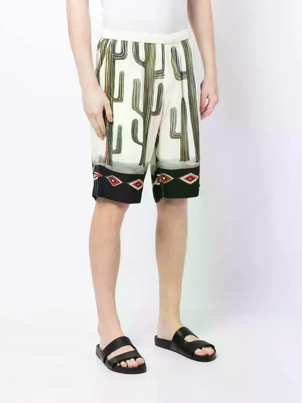 ENDLESS JOY Graphic-print Rayon Shorts - Brown