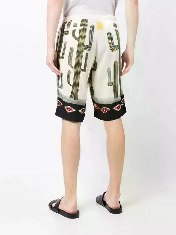 ENDLESS JOY Graphic-print Rayon Shorts - Brown