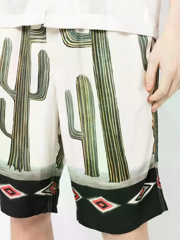 ENDLESS JOY Graphic-print Rayon Shorts - Brown