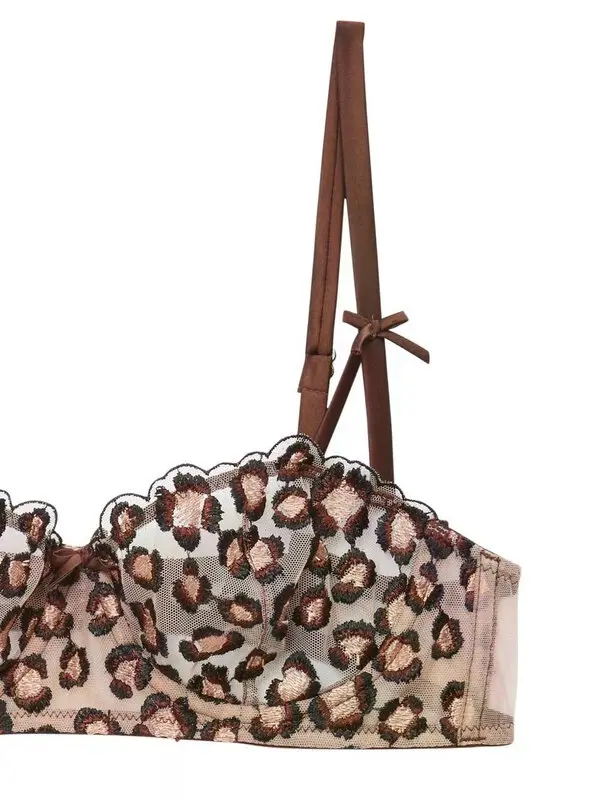 FLEUR DU MAL Leopard-embroidered Balconette Bra