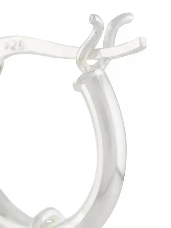 TRUE ROCKS Single Pill Charm Huggie Hoop Earring - Silver