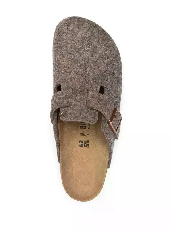 BIRKENSTOCK Boston Buckle-embellished Slippers - Brown