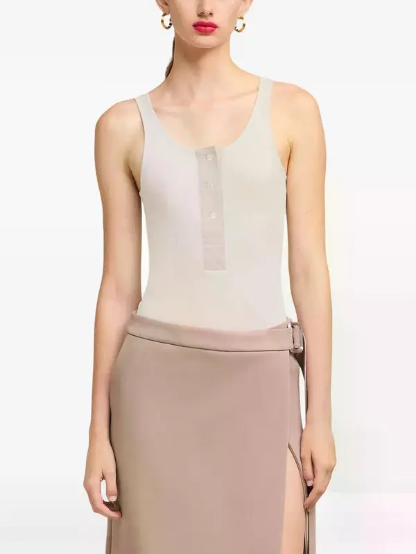 AMI Paris Button-front Cotton-rib Tank Top