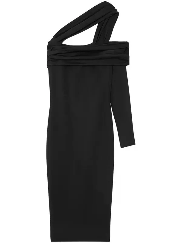 Versace One-shoulder Gathered Midi Dress