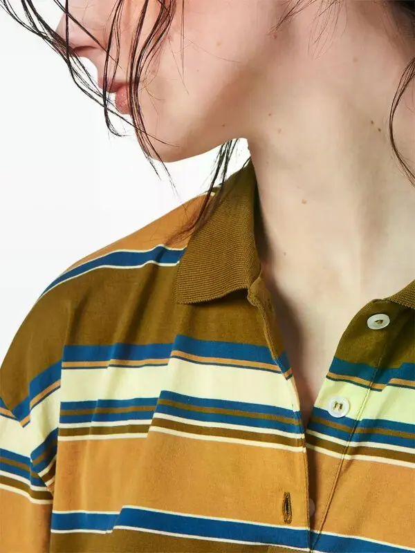 Miu Miu Striped Cotton Polo Shirt - Brown