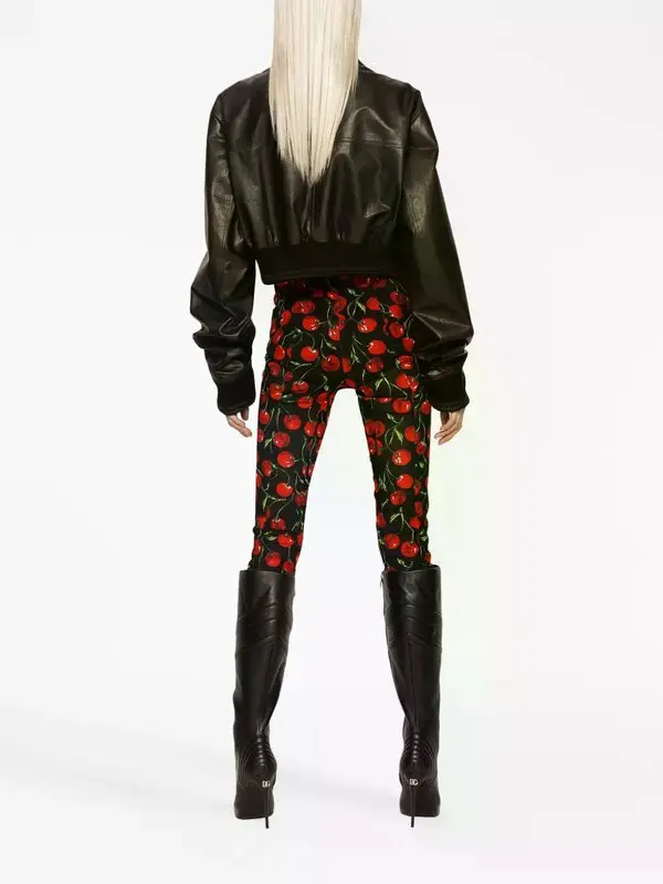 Dolce & Gabbana Logo-plaque Cropped Leather Jacket