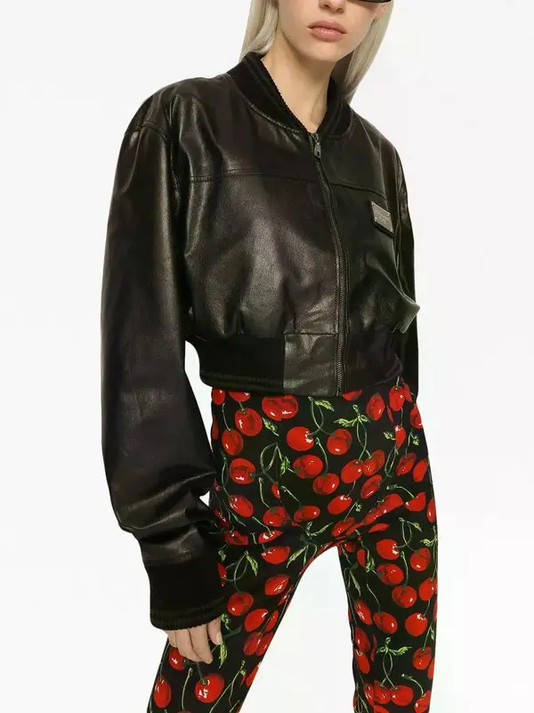 Dolce & Gabbana Logo-plaque Cropped Leather Jacket