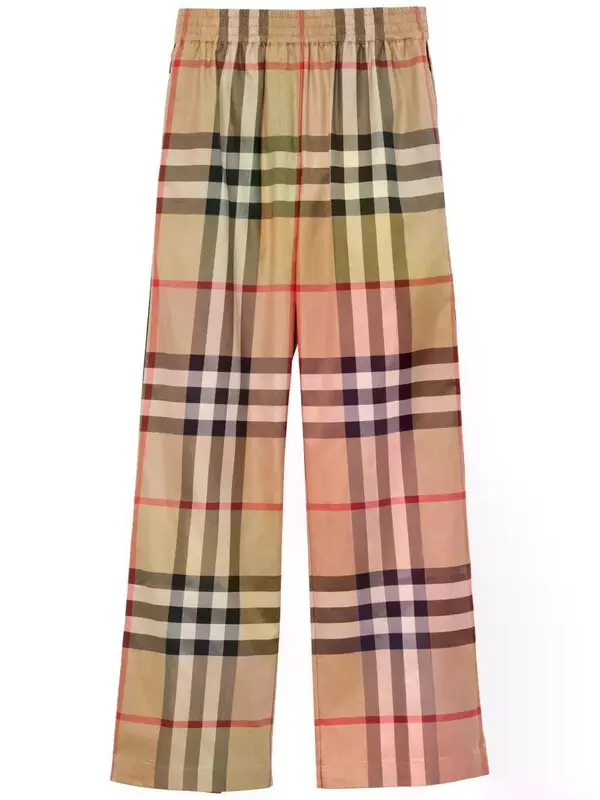 Burberry Check-pattern Flared Cotton Trousers