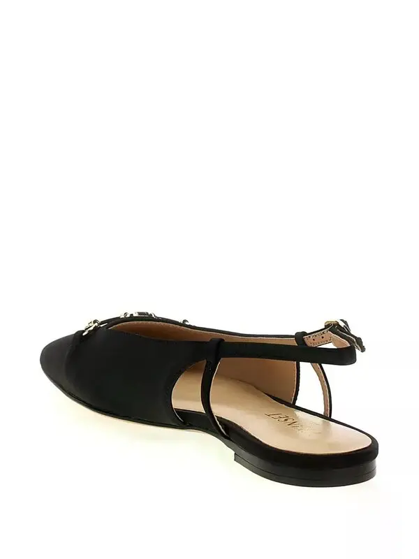 TWINSET Satin Slingback Flat Pumps - Black