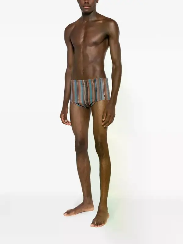 AMIR SLAMA Logo-plaque Striped Swim Shorts