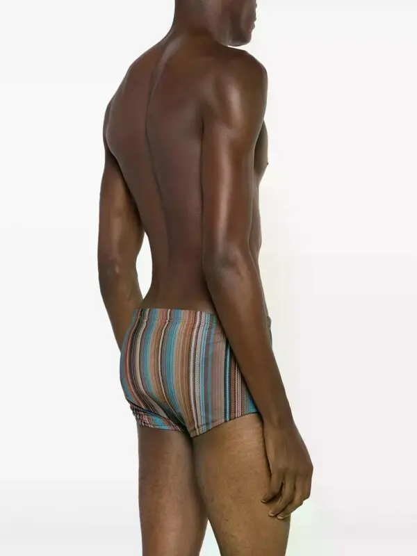 AMIR SLAMA Logo-plaque Striped Swim Shorts