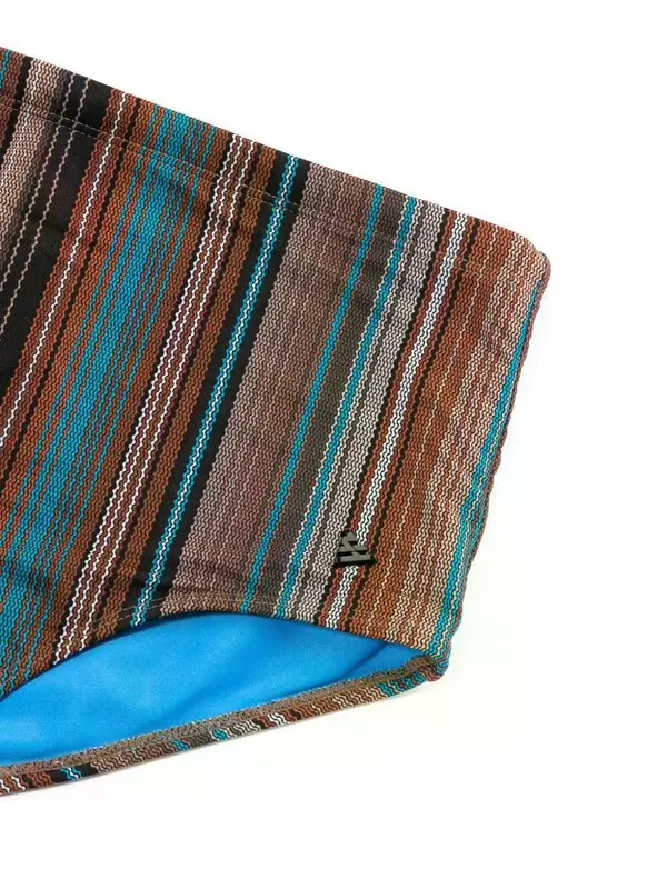 AMIR SLAMA Logo-plaque Striped Swim Shorts