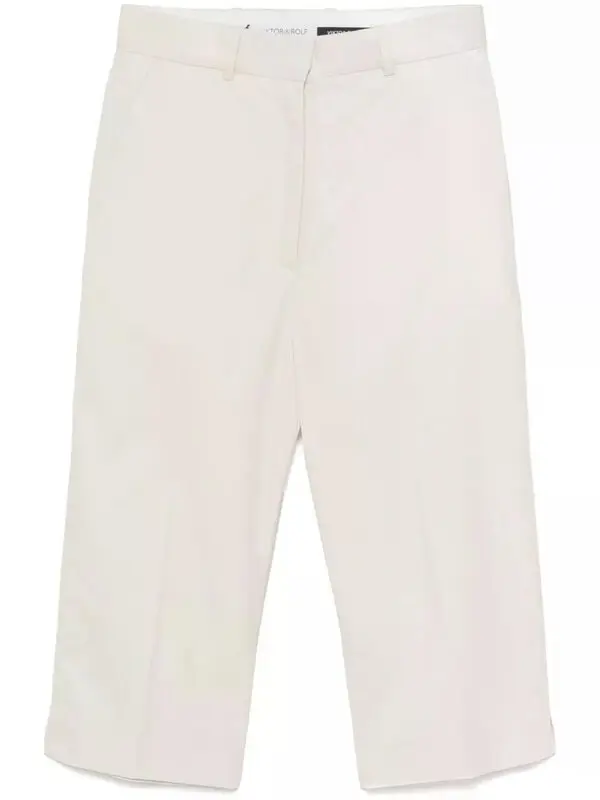 Viktor & Rolf Cropped Cotton Twill Trousers