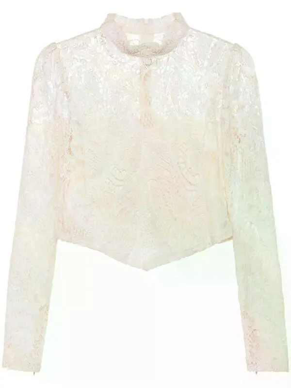 TWINSET Cropped Macramé-lace Top - Neutrals